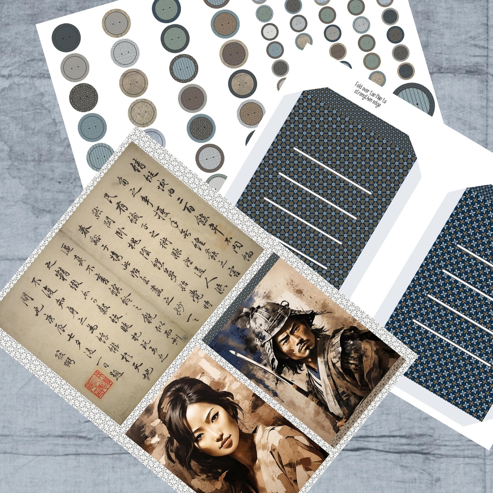 Japan in Sepia Ephemera 40 Digital Papers Japanese Themed for Junk ...