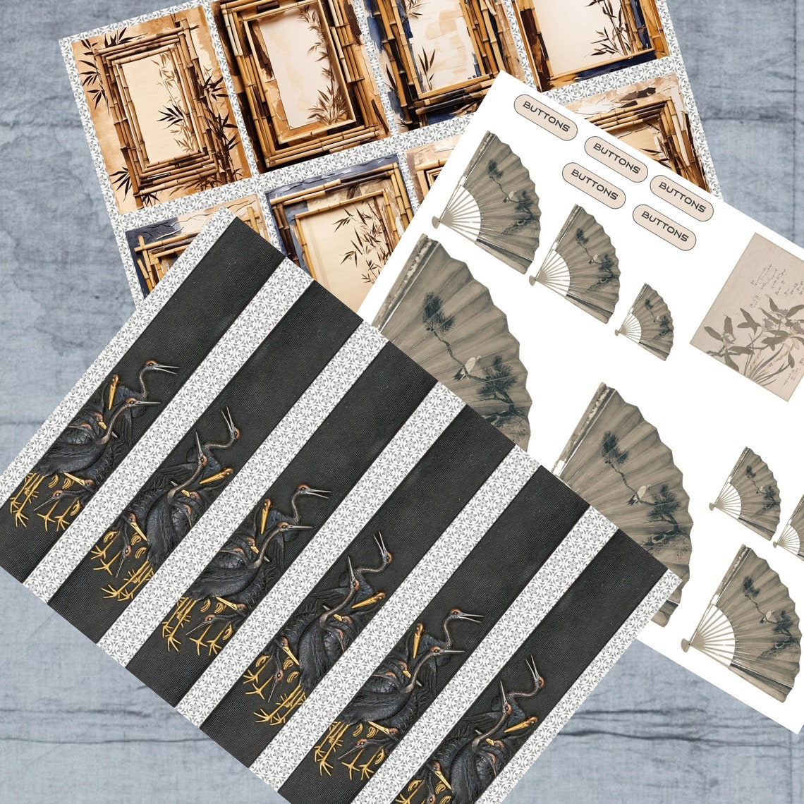 Japan in Sepia Ephemera 40 Digital Papers Japanese Themed for Junk ...