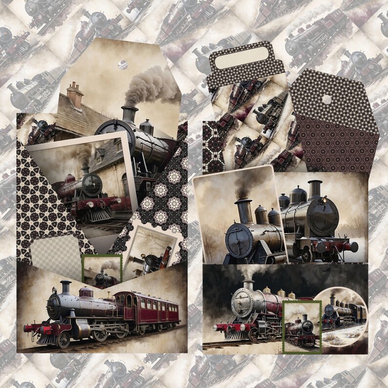 Vintage Steam Train Ephemera | Junk Journal Embellishment (printable ...