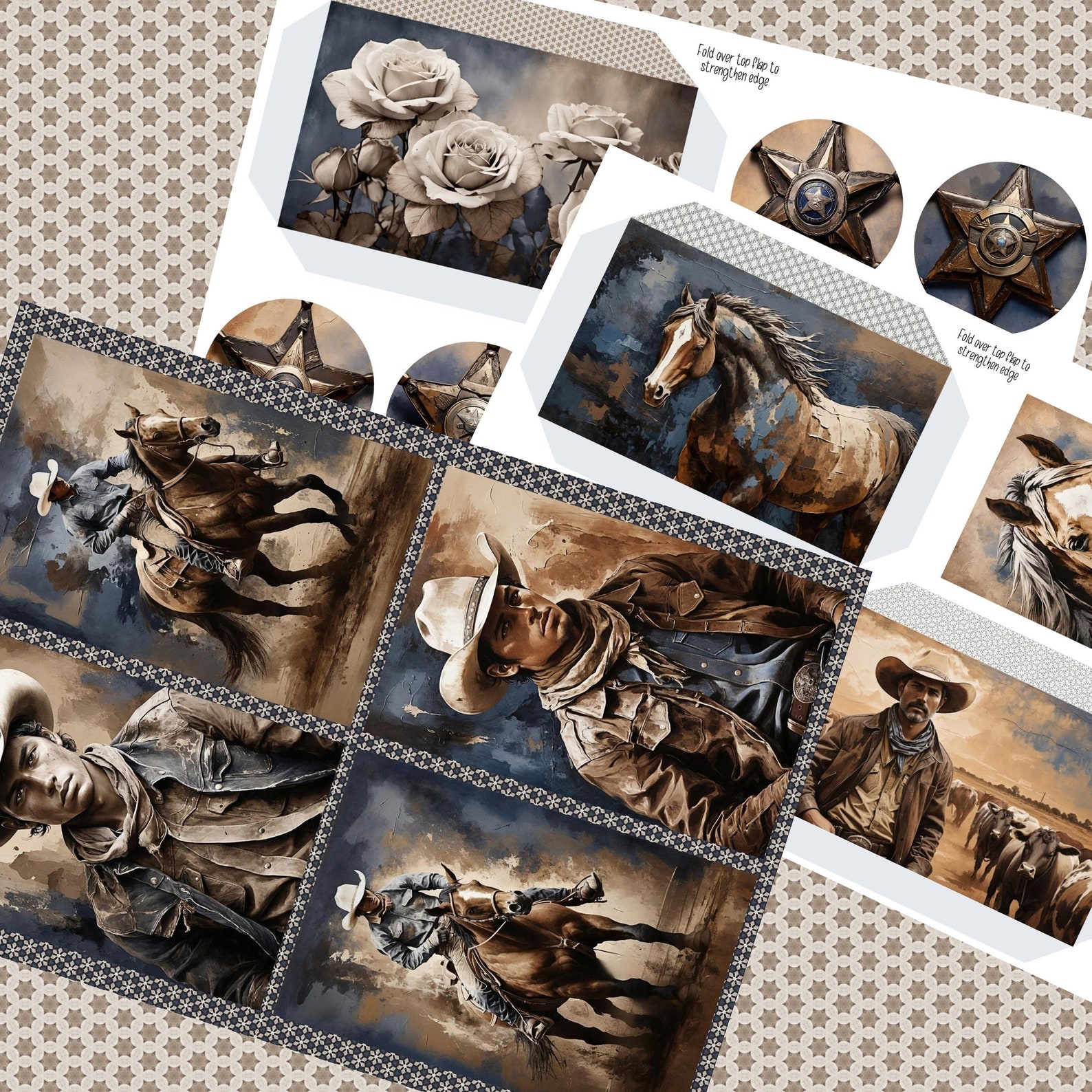 Western Cowboy Ephemera 24 Digital Papers for Wild West Junk Journal ...