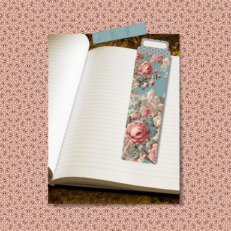 French Shabby Floral Bookmark, Printable Book Page Keeper for Book ...
