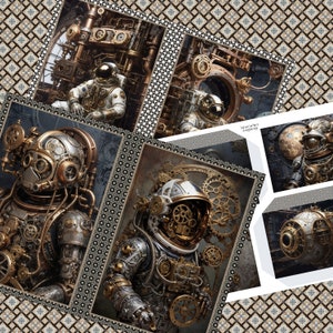 Steampunk Astronauts Junk Journal Kit Digital Papers Printable ...