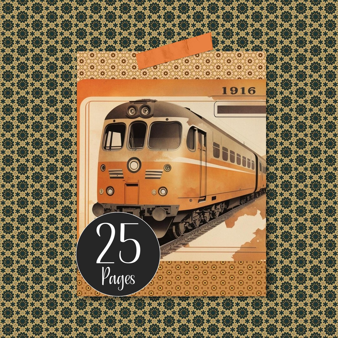 Printable Retro 1960's Journal Kit Digital Orange Papers Ephemera ...