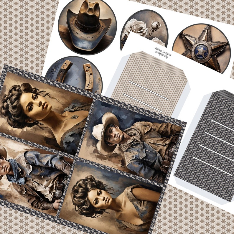 Western Cowboy Ephemera 24 Digital Papers for Wild West Junk Journal ...