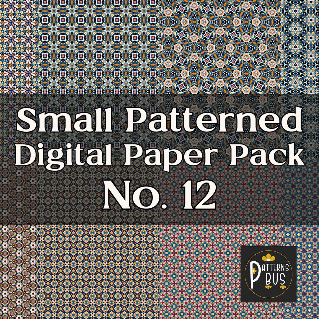 Patterned Digital Paper Pack, Blue Beige Green Orange, Junk Journal ...