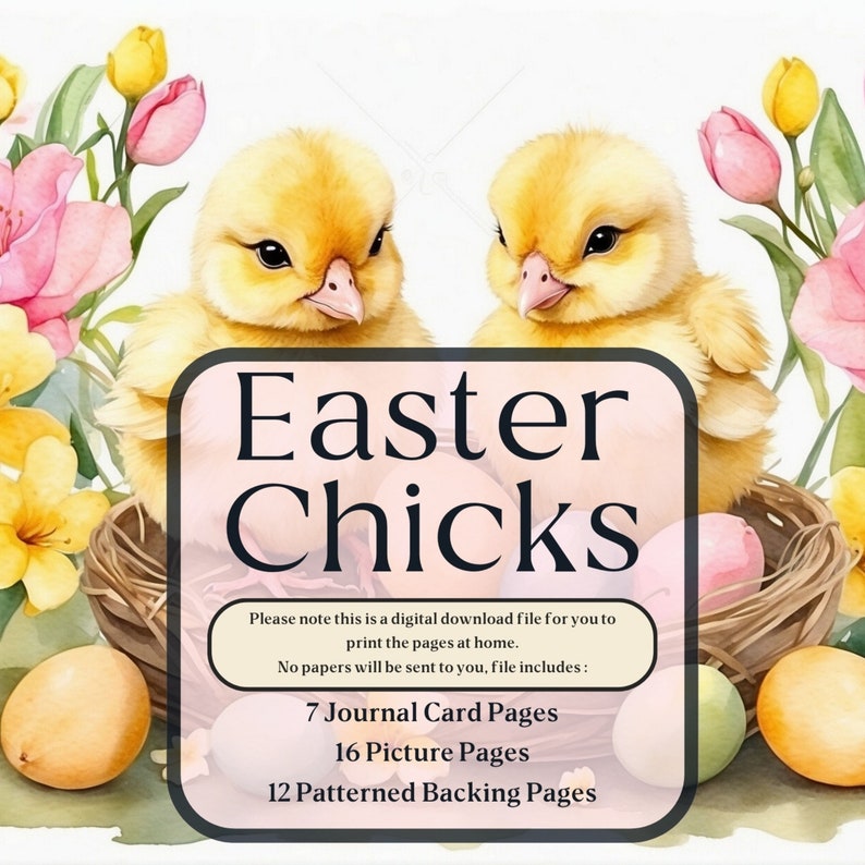 Printable Easter Journal Pages and Journal Cards, Easter Chicks Plus ...