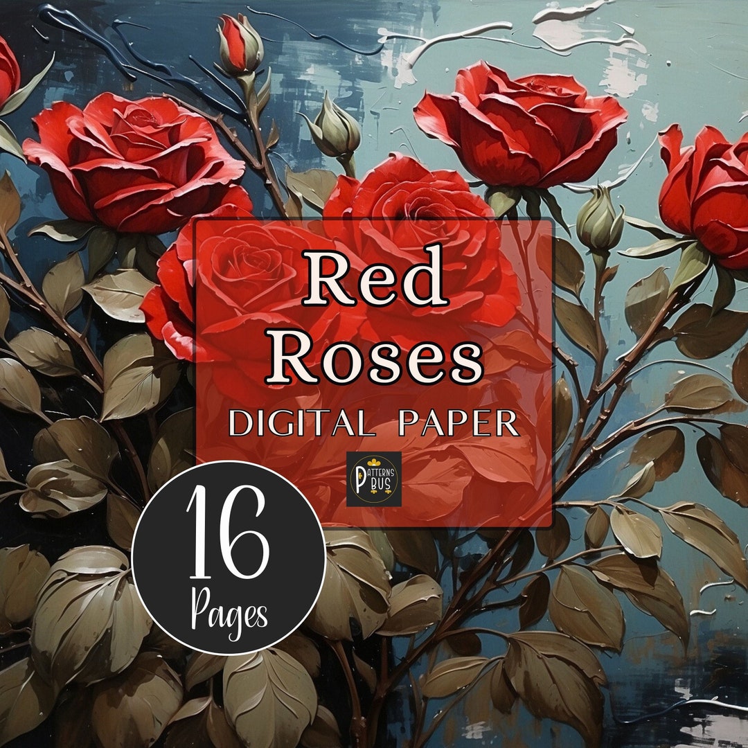 Red Roses Digital Paper Pack , Printables for Junk Journals ...