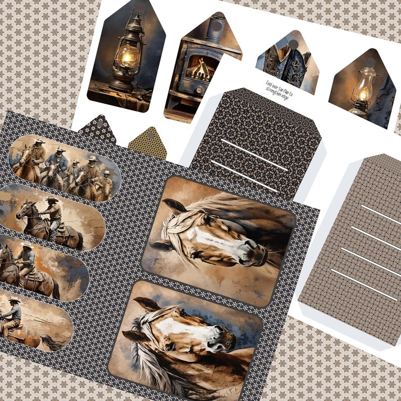 Western Cowboy Ephemera 24 Digital Papers for Wild West Junk Journal ...