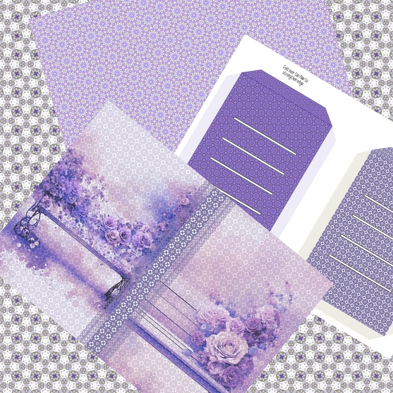 Printable Pastel Junk Journal Kit Purple Digital Paper Journaling Pages ...