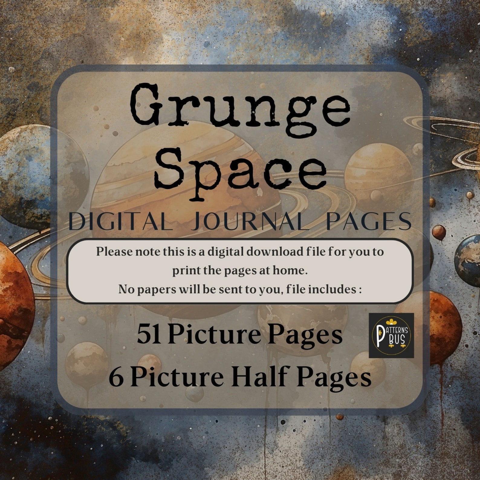 Grunge Space Junk Journal Kit, Printable Astronauts, Planets (digital ...