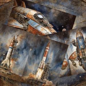 Grunge Space Junk Journal Kit, Digital Papers Printable Craft Paper ...