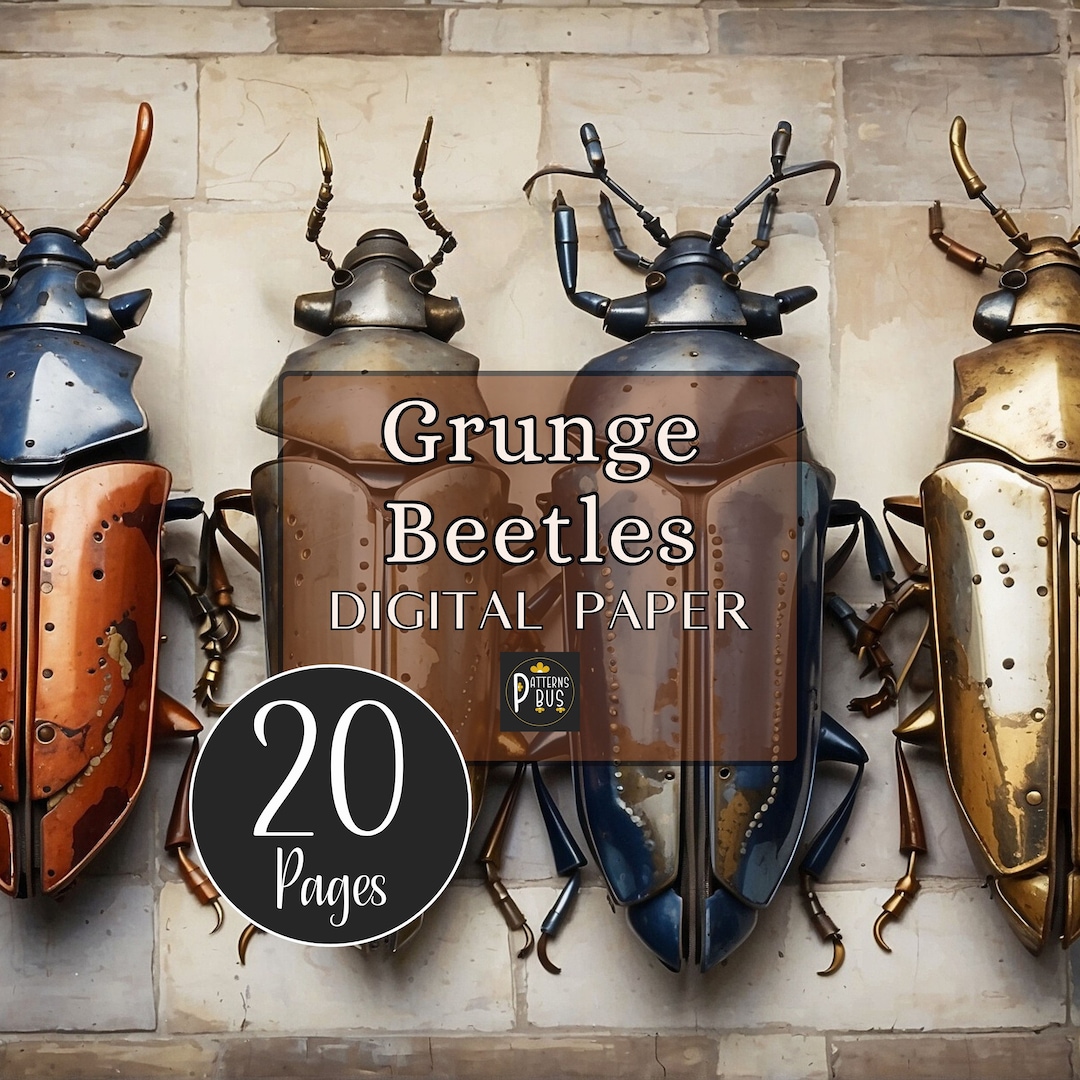 Printable Grunge Beetles Junk Journal Pages, Insect Scrapbook Paper in ...
