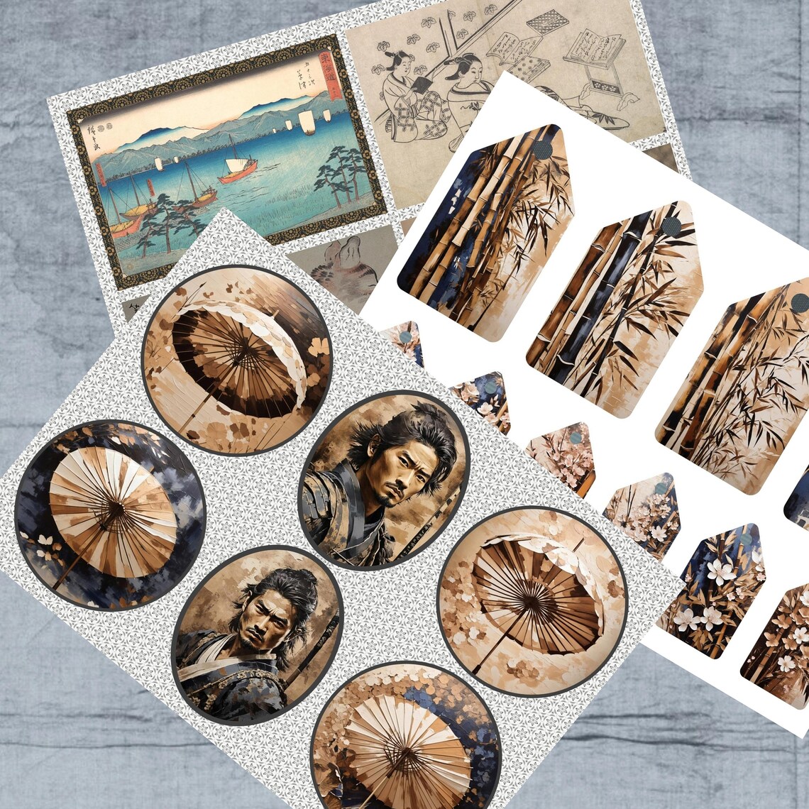 Japan in Sepia Ephemera 40 Digital Papers Japanese Themed for Junk ...