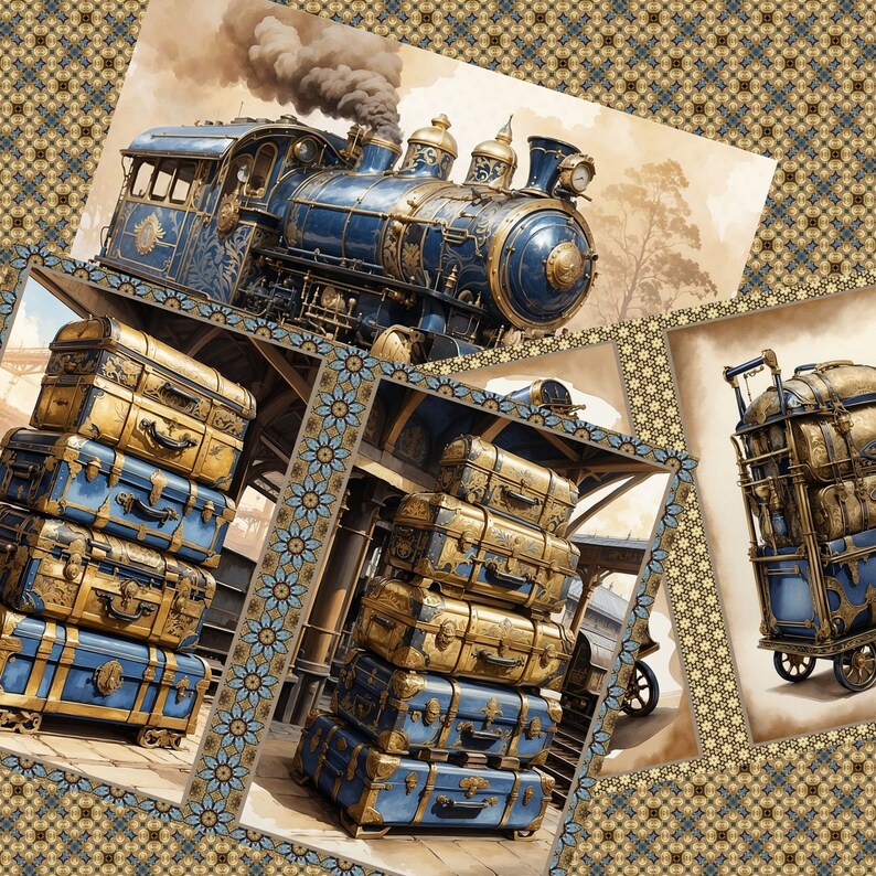Mouse Steam Train Porter Journal Kit Mice Digital Papers Printable ...