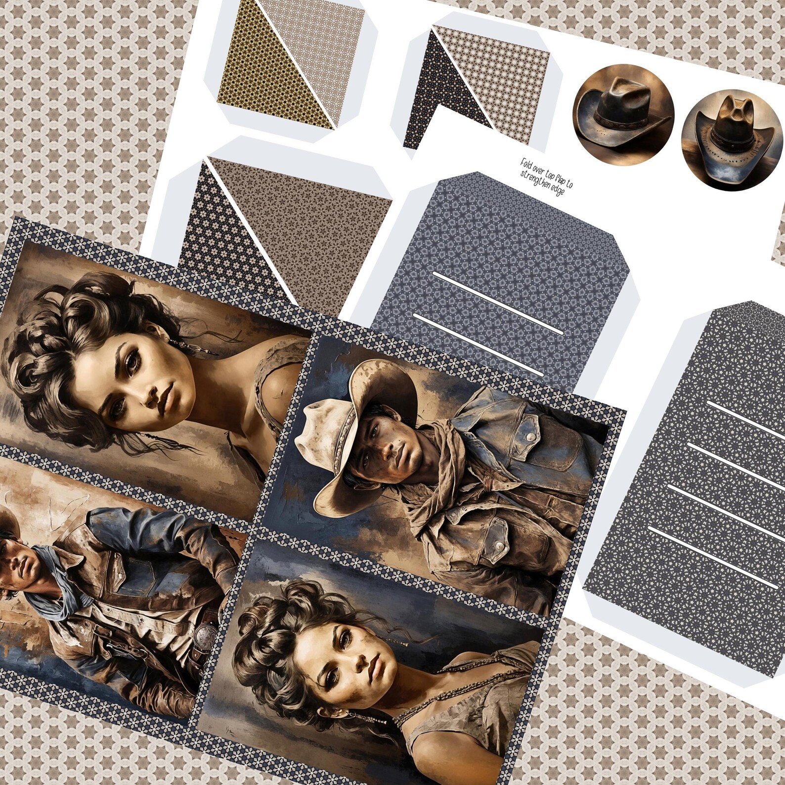 Western Cowboy Ephemera 24 Digital Papers for Wild West Junk Journal ...