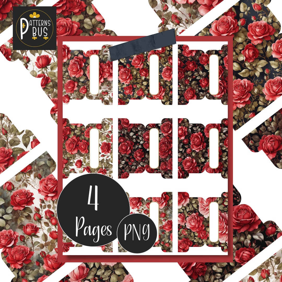 Printable Tabs for Bullet Journal, Red Roses Tab for Planner ...