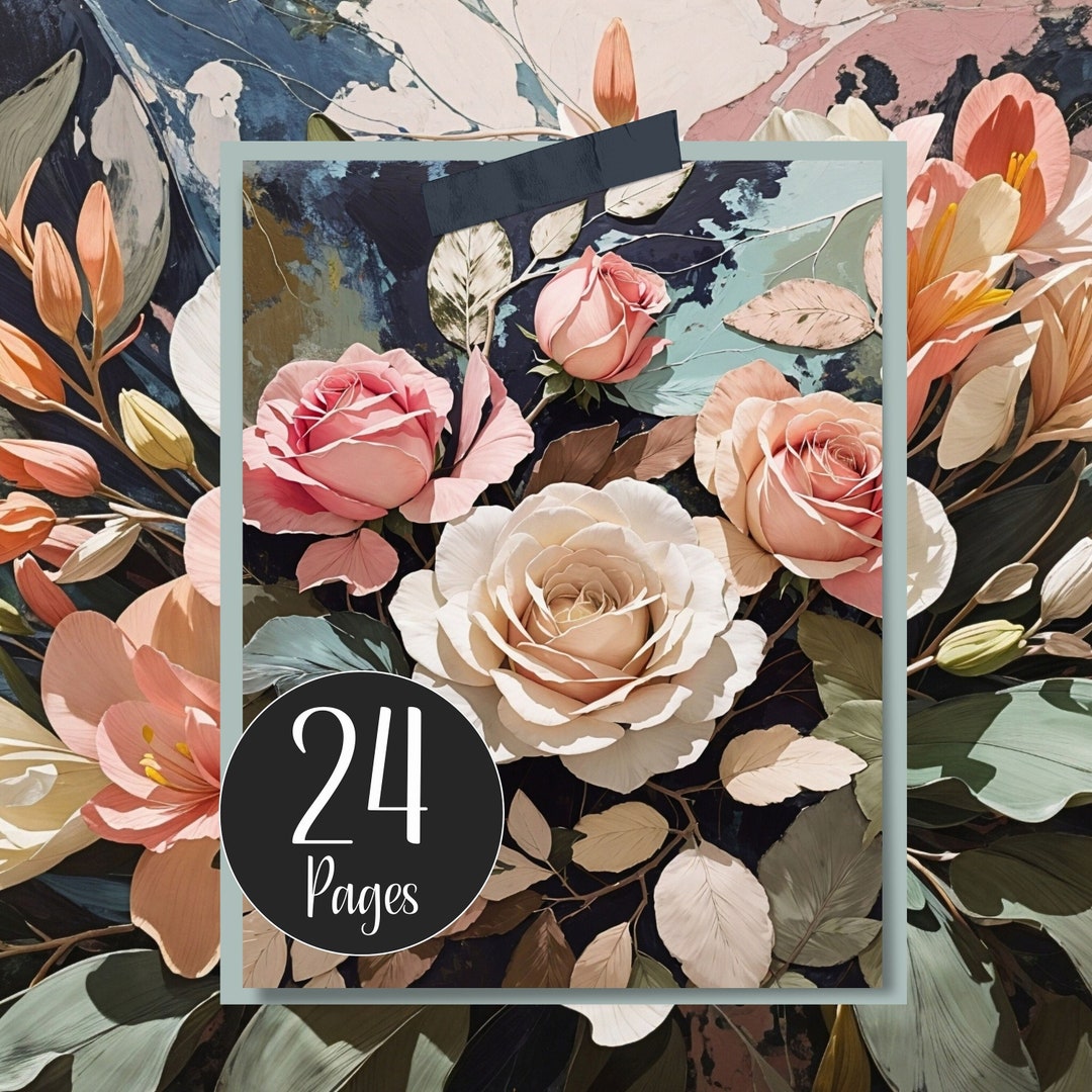 Roses and Freesias Digital Paper Pack, Floral Scrapbook Printables ...