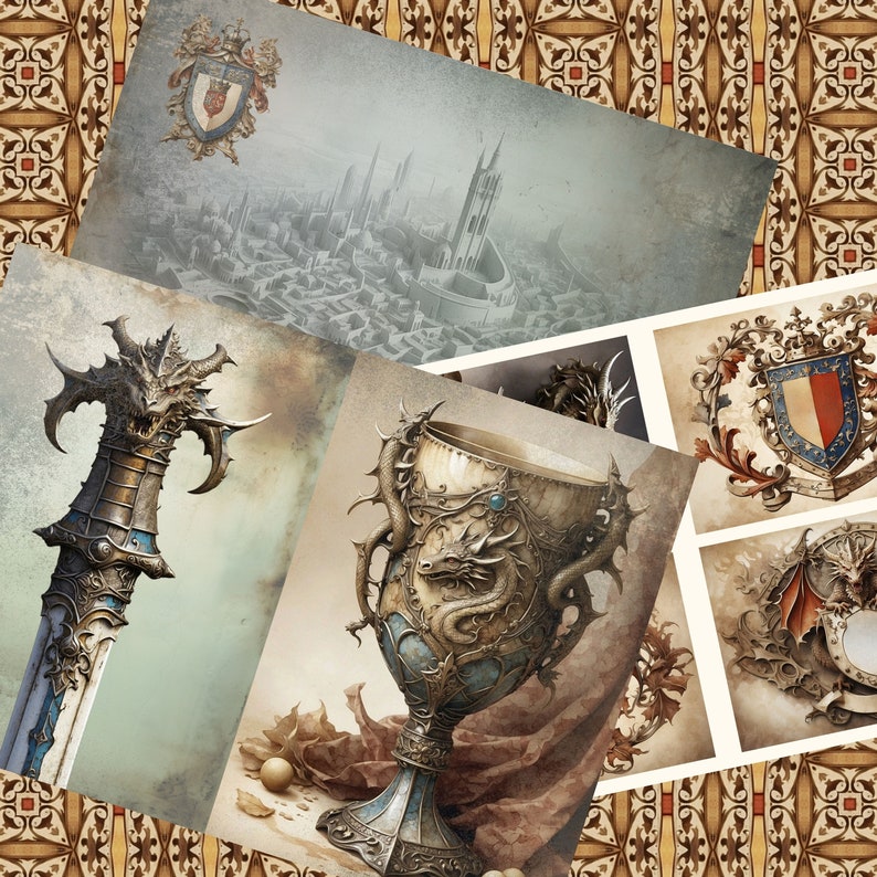 Printable Medieval Dragon Junk Journal Kit With Ephemera Futuristic ...