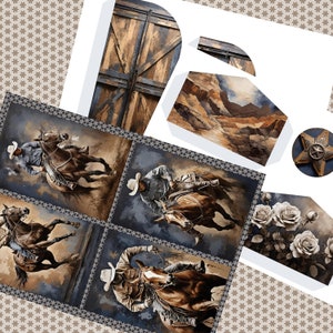 Western Cowboy Ephemera 24 Digital Papers for Wild West Junk Journal ...
