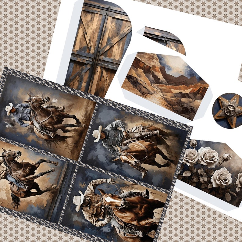 Western Cowboy Ephemera 24 Digital Papers for Wild West Junk Journal ...