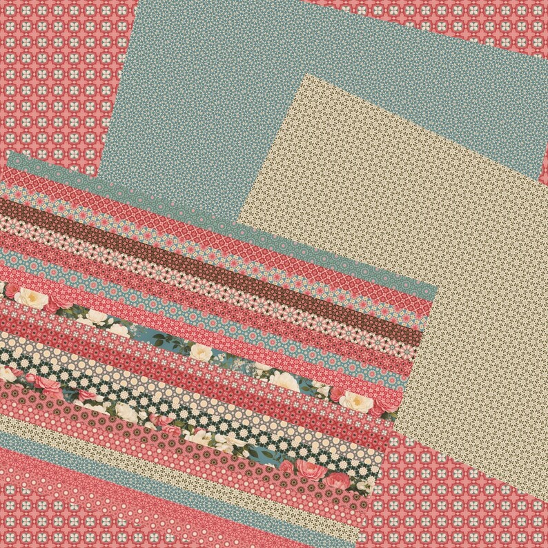 Printable Digital Paper Shabby Rose, Floral and Complementary ...