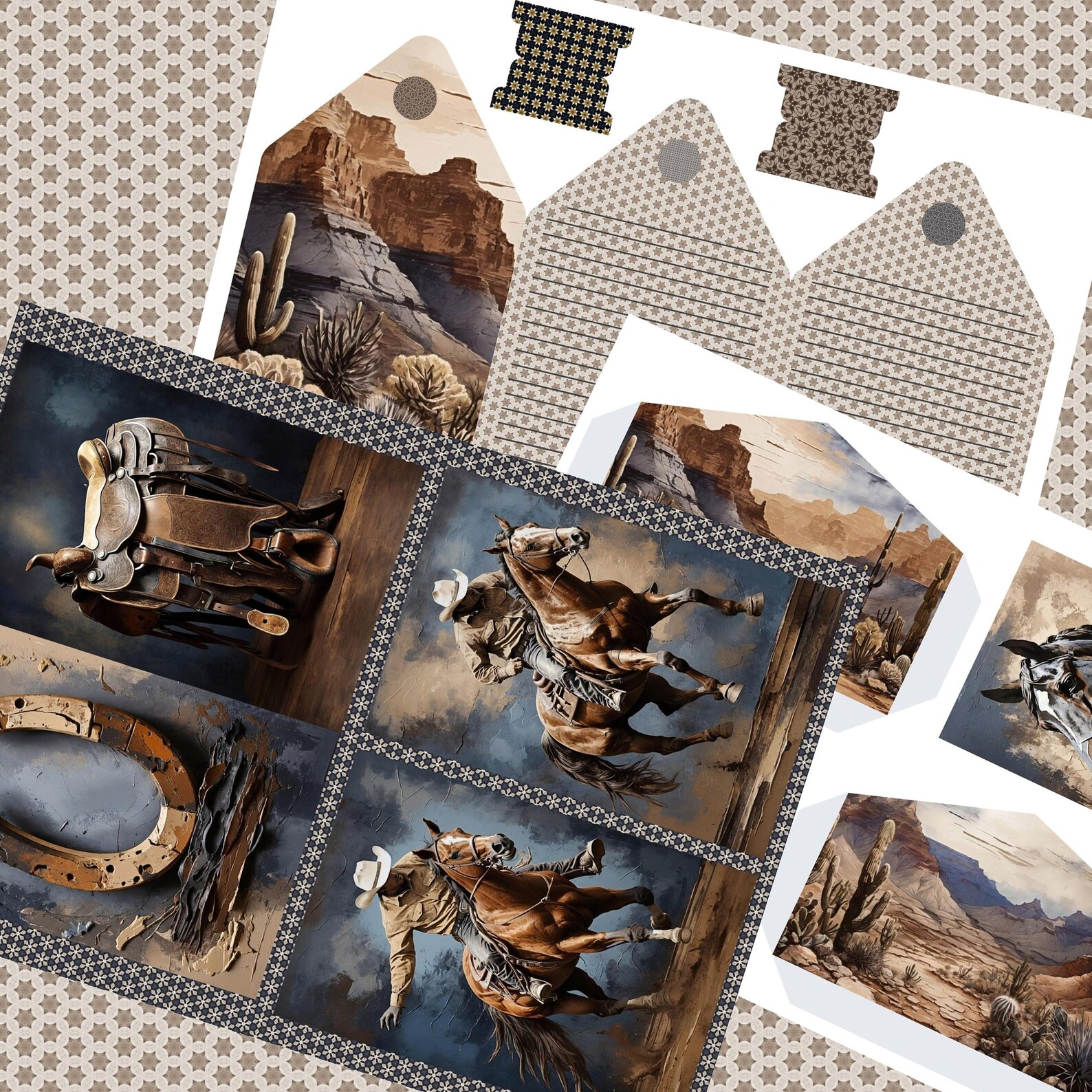 Western Cowboy Ephemera 24 Digital Papers for Wild West Junk Journal ...