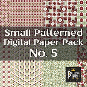 Small Patterned Digital Paper Pack No. 5 in Hues of Red, Green and ...