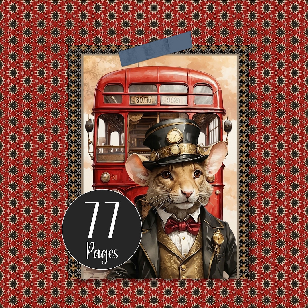 Steampunk Junk Journal Kit the Mouse Bus Conductor, Mice Printable ...