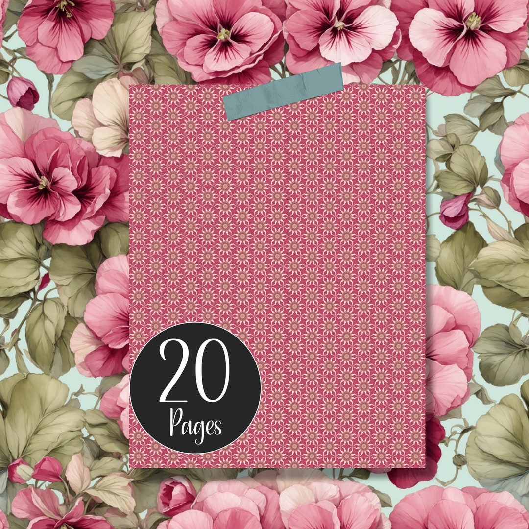 Printable Digital Paper Pansy Floral and Complementary Background Pages ...