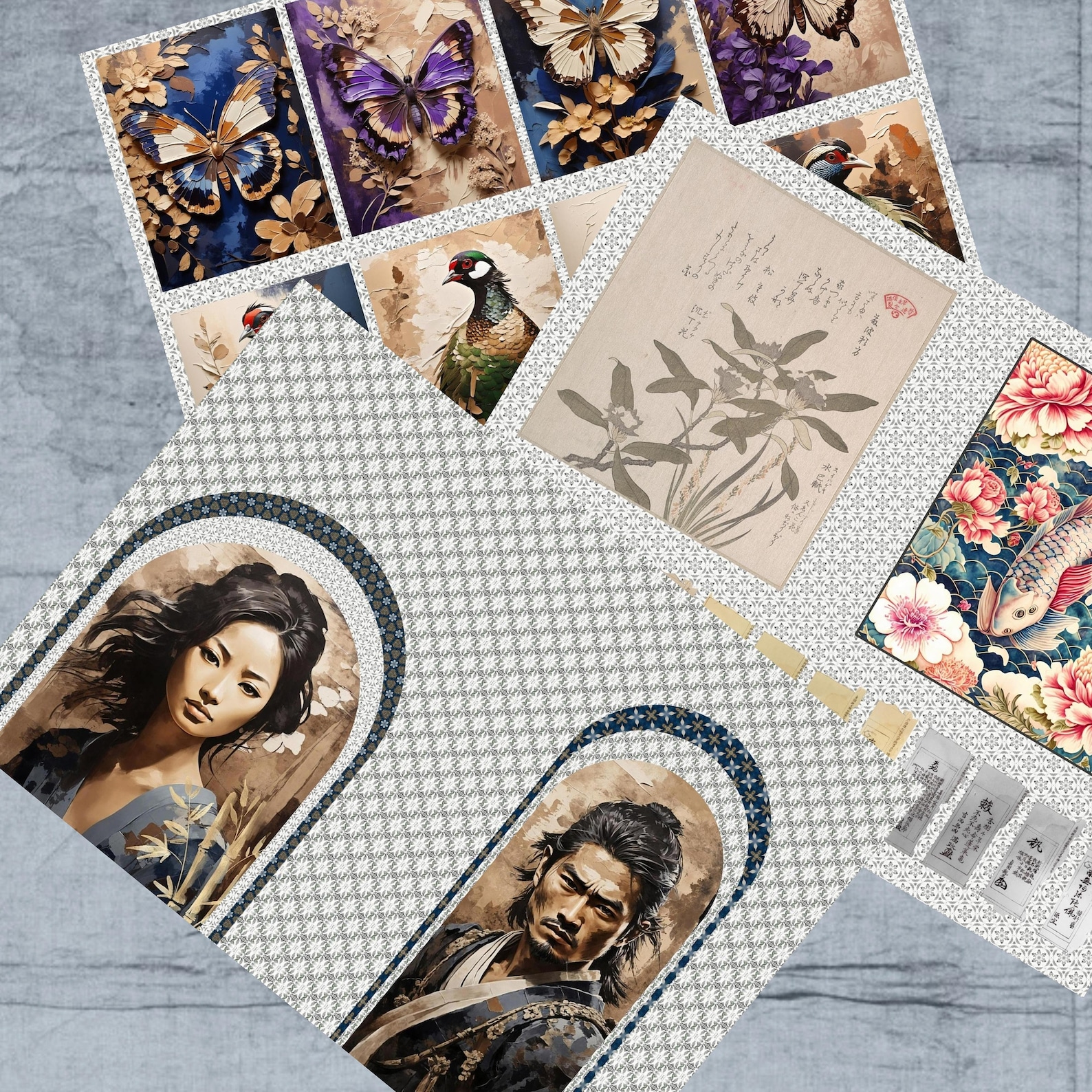 Japan in Sepia Ephemera 40 Digital Papers Japanese Themed for Junk ...