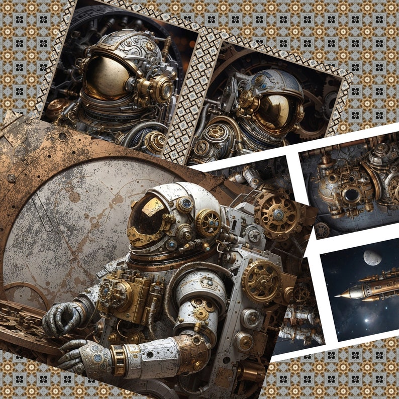 Steampunk Astronaut Junk Journal Kit, Cosmonaut Ephemera (digital ...