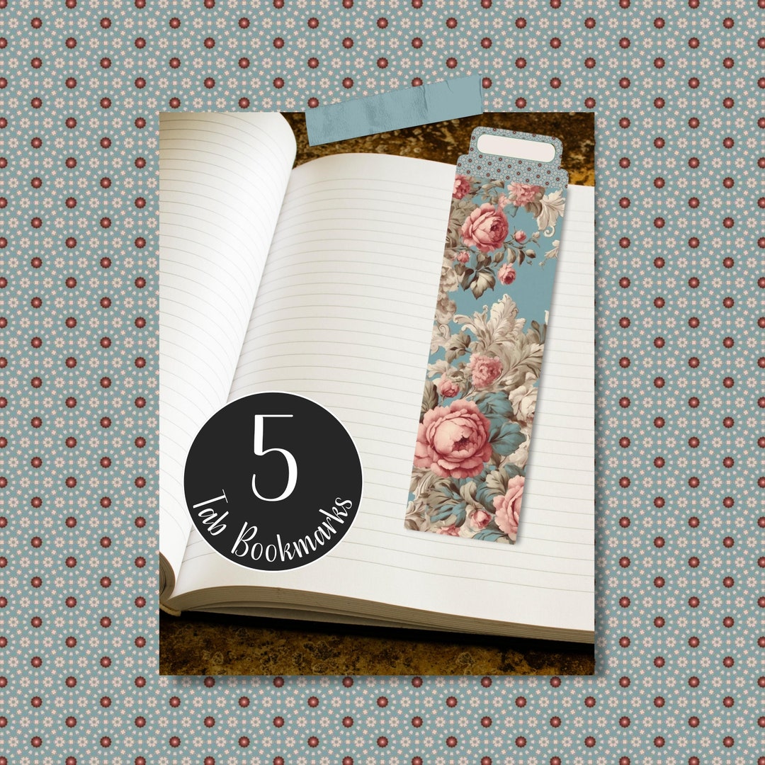 French Shabby Floral Bookmark, Printable Book Page Keeper for Book ...