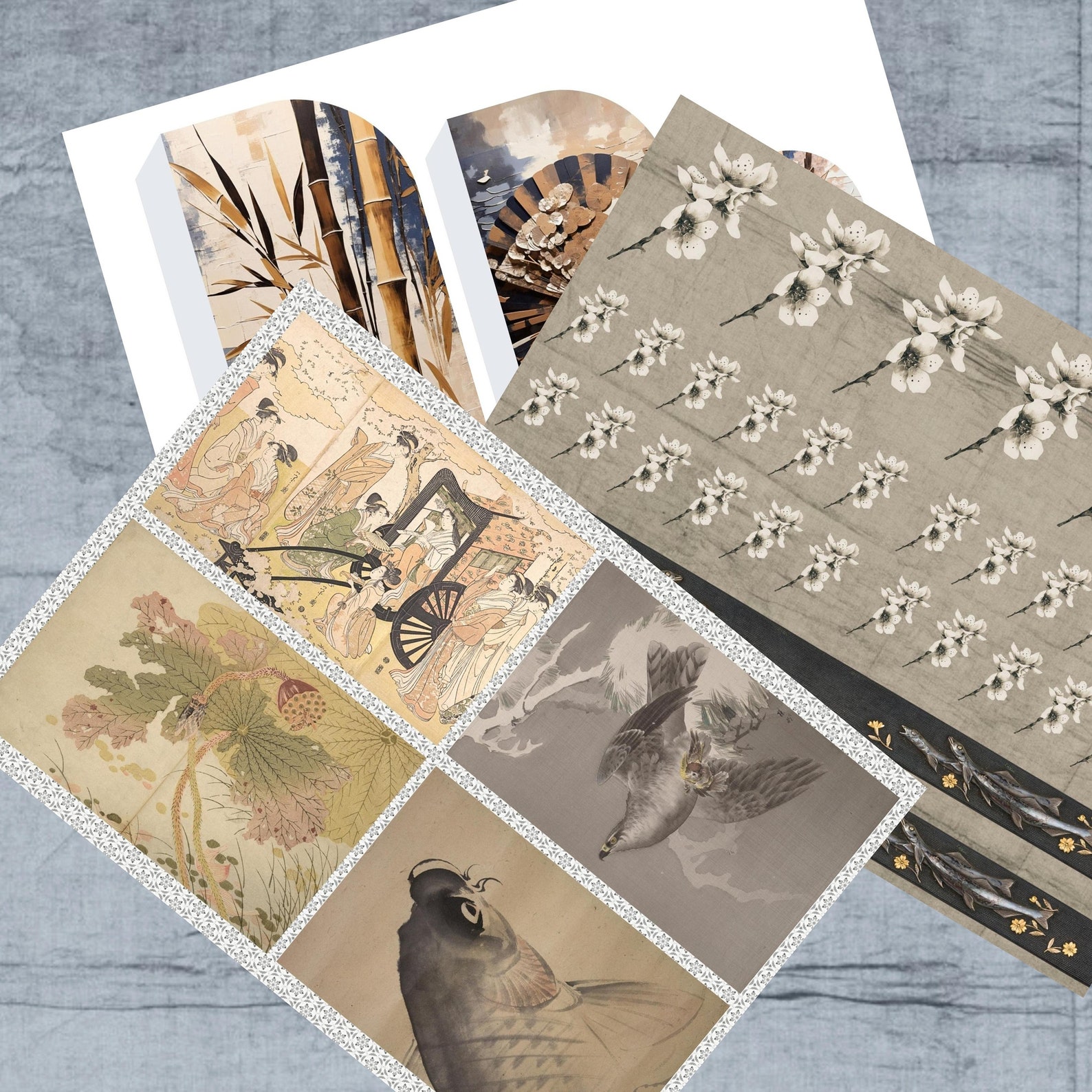 Japan in Sepia Ephemera 40 Digital Papers Japanese Themed for Junk ...