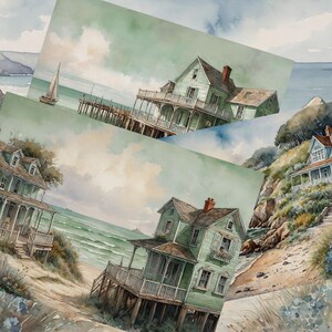 Coastal Beach and Sea Digital Paper Pack, Vintage Themed Digital ...