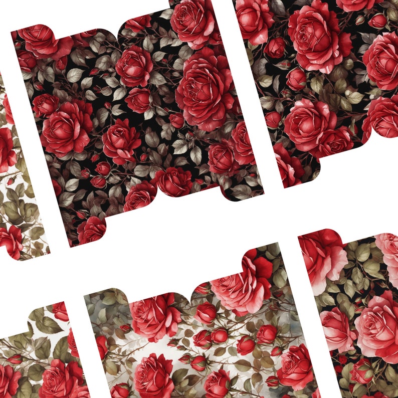 Printable Tabs for Bullet Journal, Red Roses Tab for Planner ...