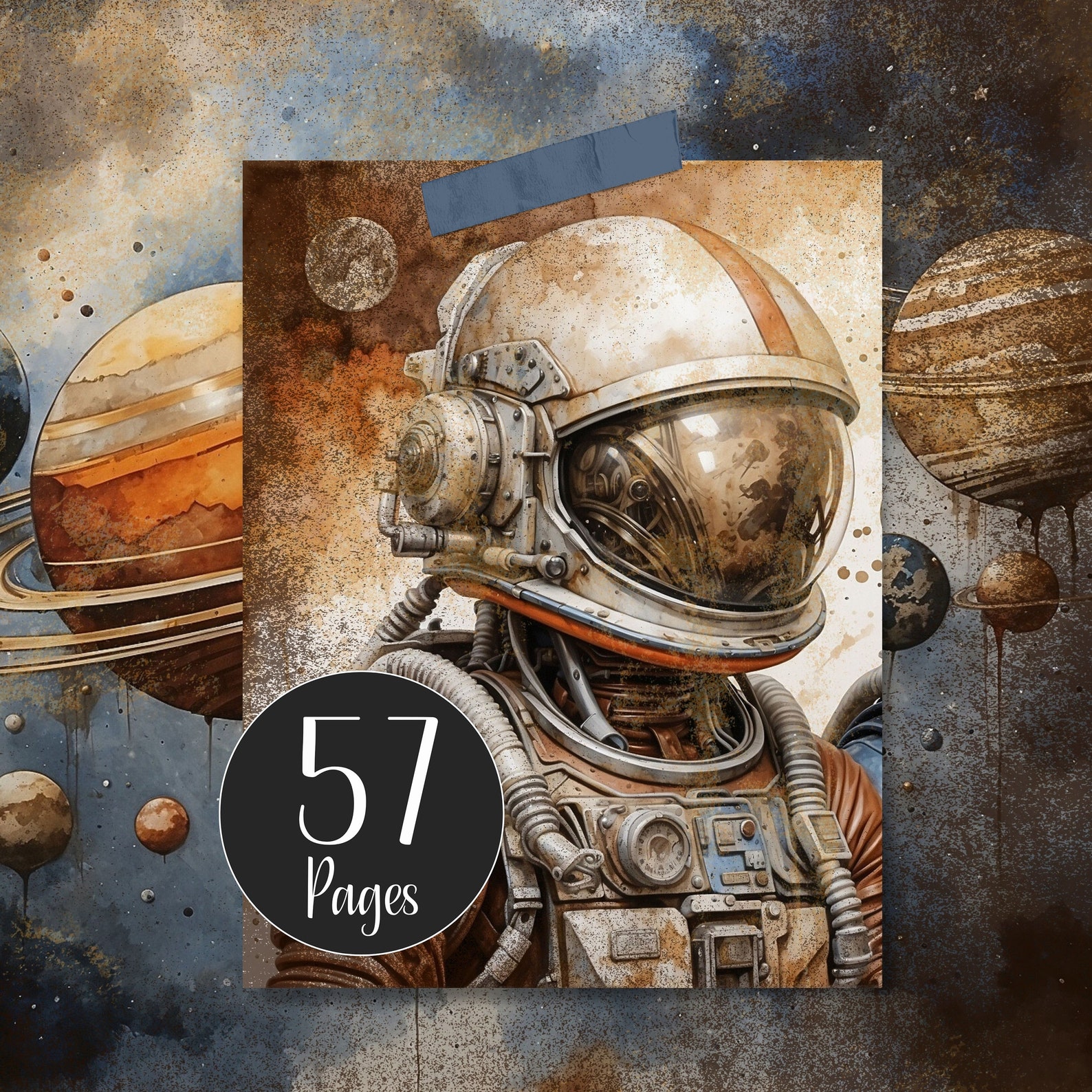 Grunge Space Junk Journal Kit, Digital Papers Printable Craft Paper ...