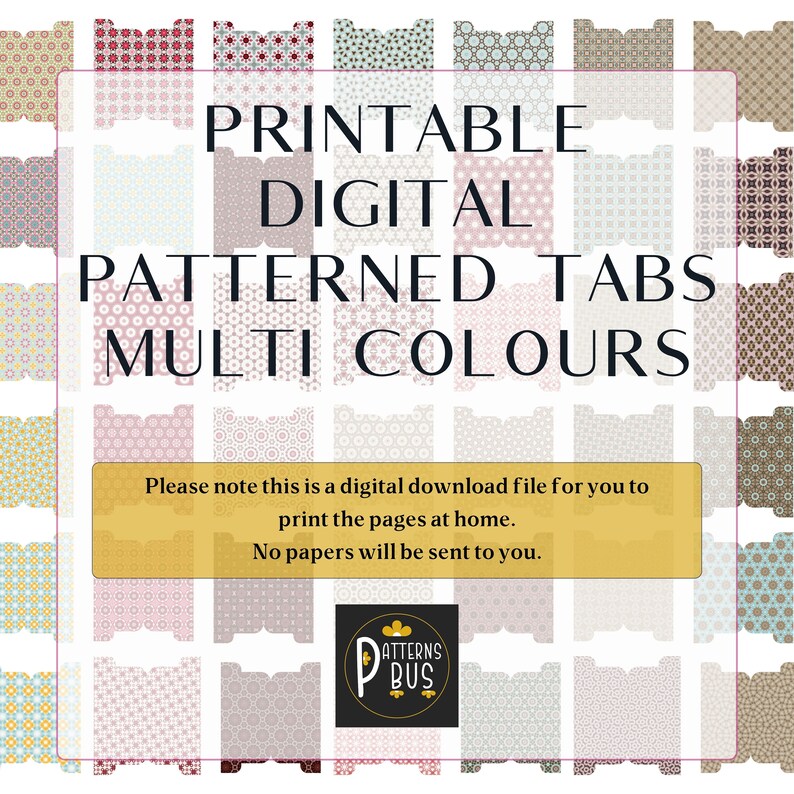 Printable Tabs in 108 Colourful Patterns for Bullet Journal, Patterned ...
