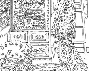 Pantry Printable Adult Coloring Page from Favoreads | Etsy