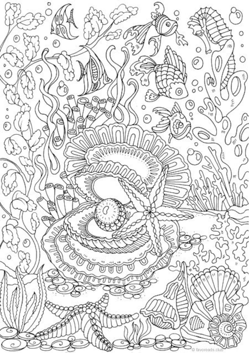Ocean Pearl - Printable Adult Coloring Page From Favoreads (coloring ...