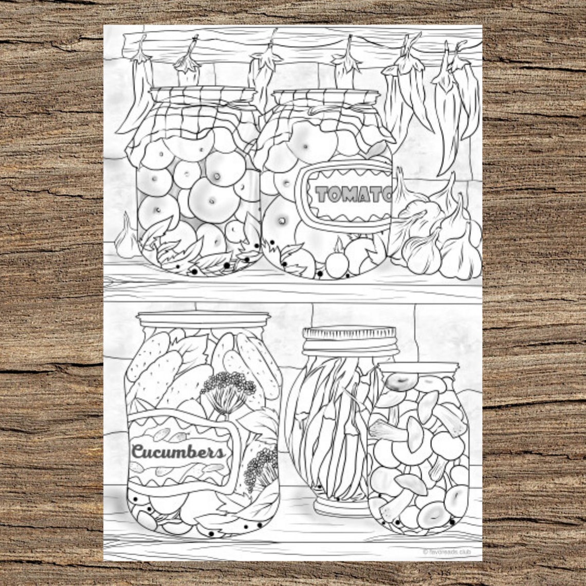 Pickled Printable Adult Coloring Page From Favoreads | Etsy