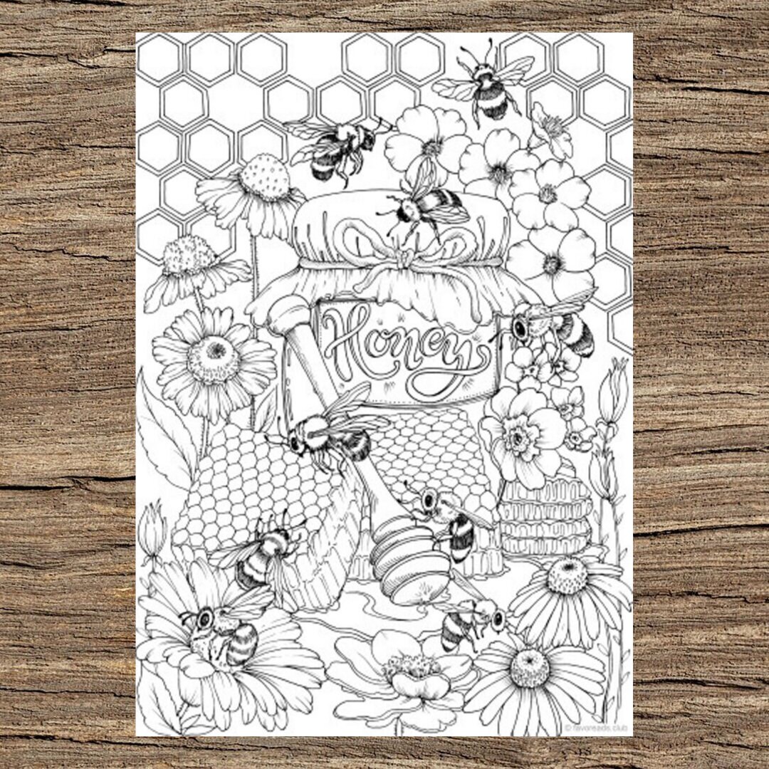 Honey Printable Adult Coloring Page From Favoreads coloring - Etsy UK