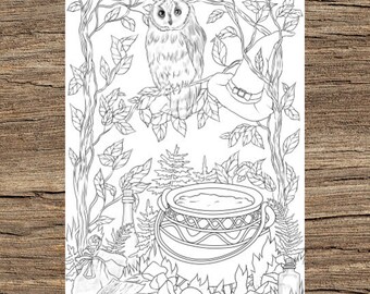 Witch Pot Coloring - Etsy