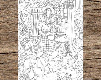 Farm Buddies Printable Adult Coloring Page From Favoreads | Etsy