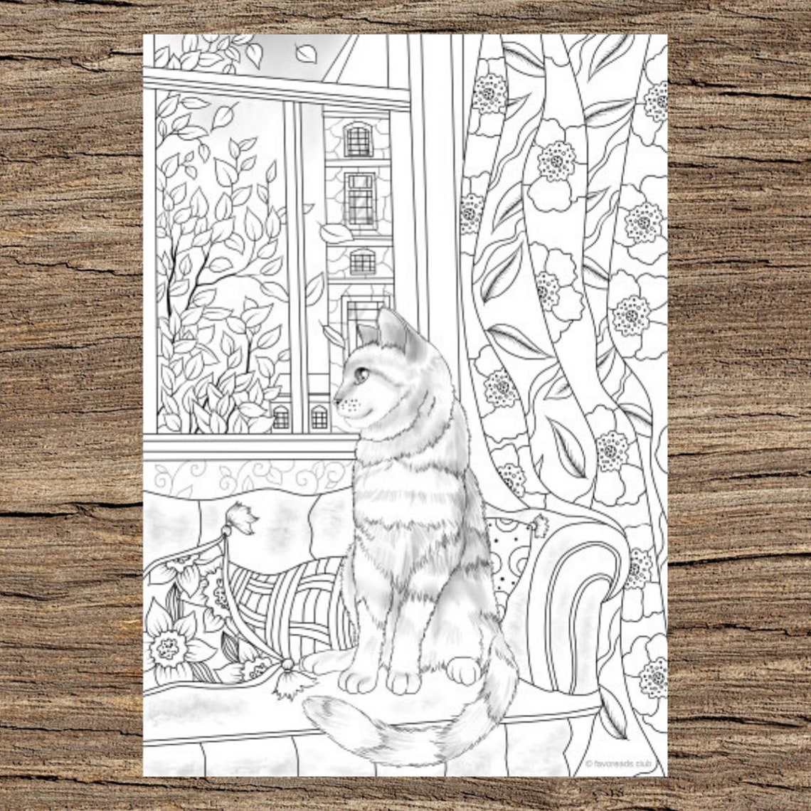 Kitty Printable Adult Coloring Page from Favoreads Coloring | Etsy