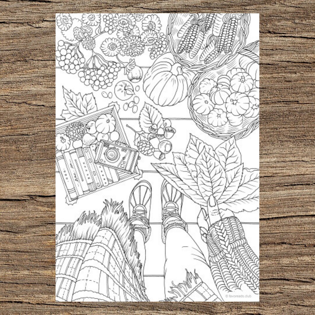 Autumn Scene - Printable Adult Coloring Page From Favoreads (coloring ...
