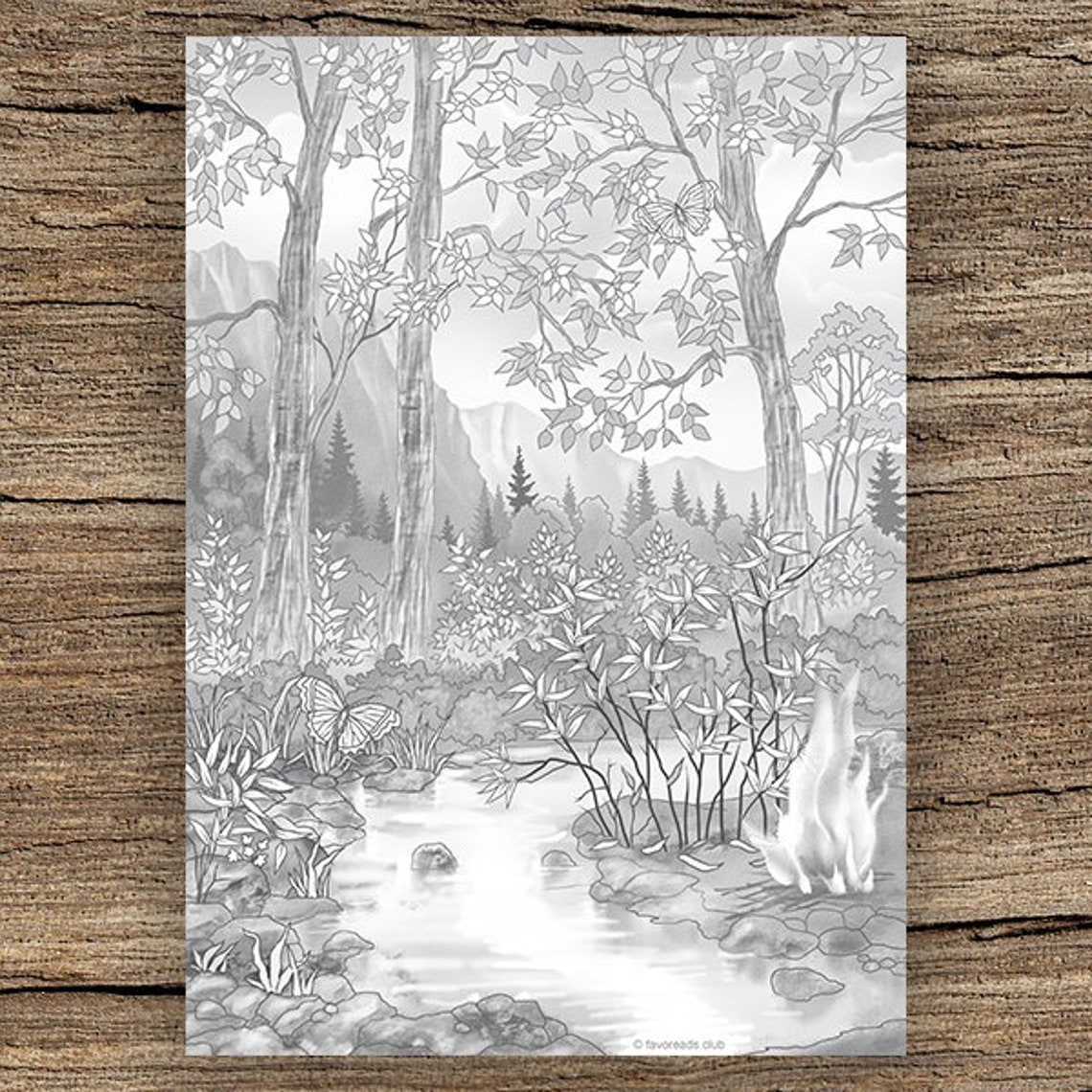 Alone With Nature Printable Adult Coloring Page From | Etsy