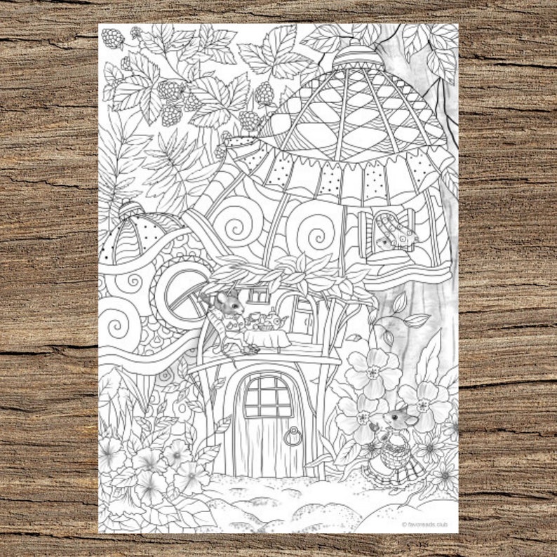 Fantasy House Printable Adult Coloring Page From Favoreads | Etsy