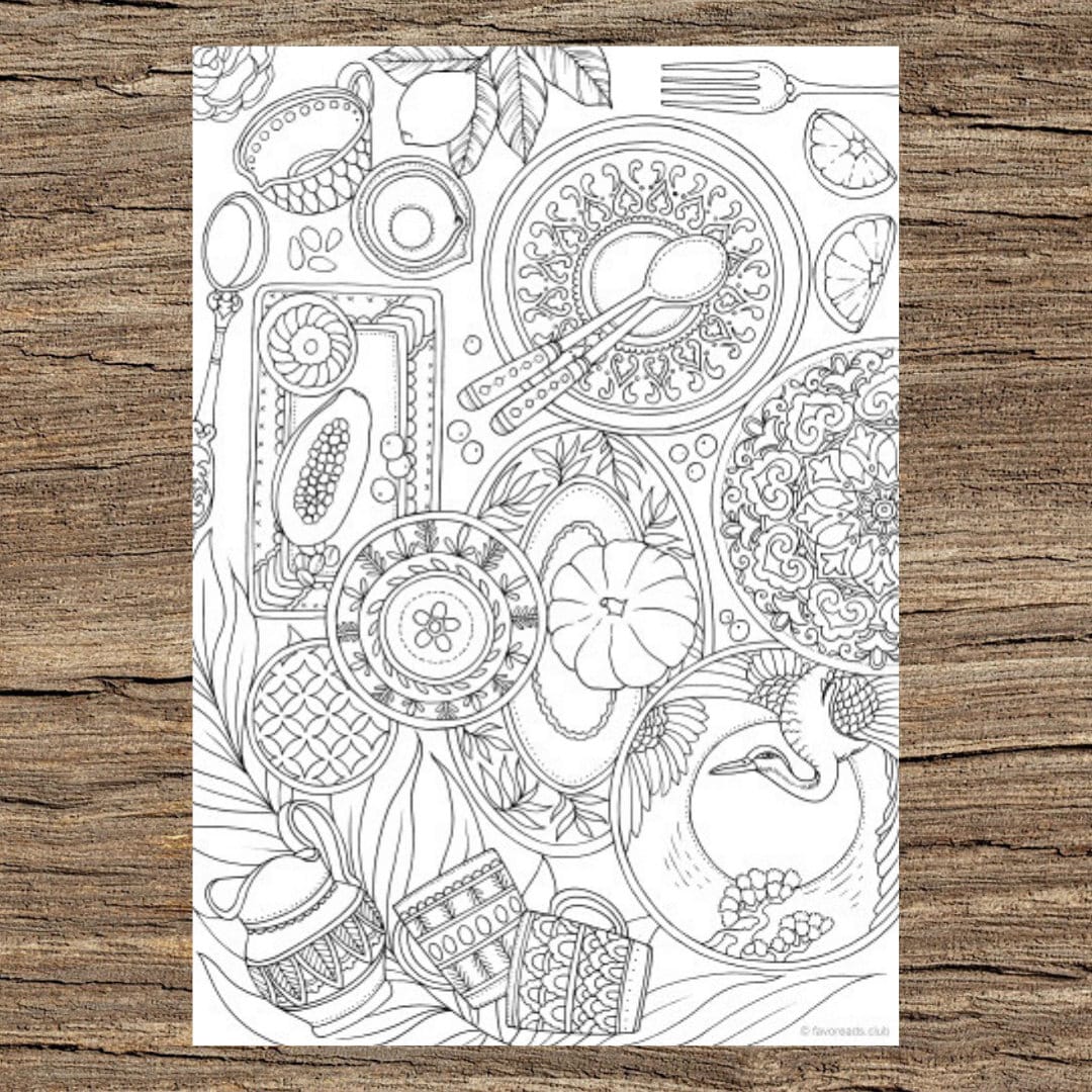 Dishes - Printable Adult Coloring Page From Favoreads (coloring Book ...