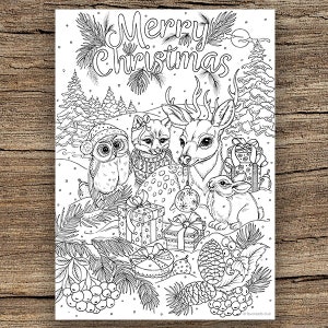 Merry Christmas Printable Adult Coloring Page From Favoreads | Etsy