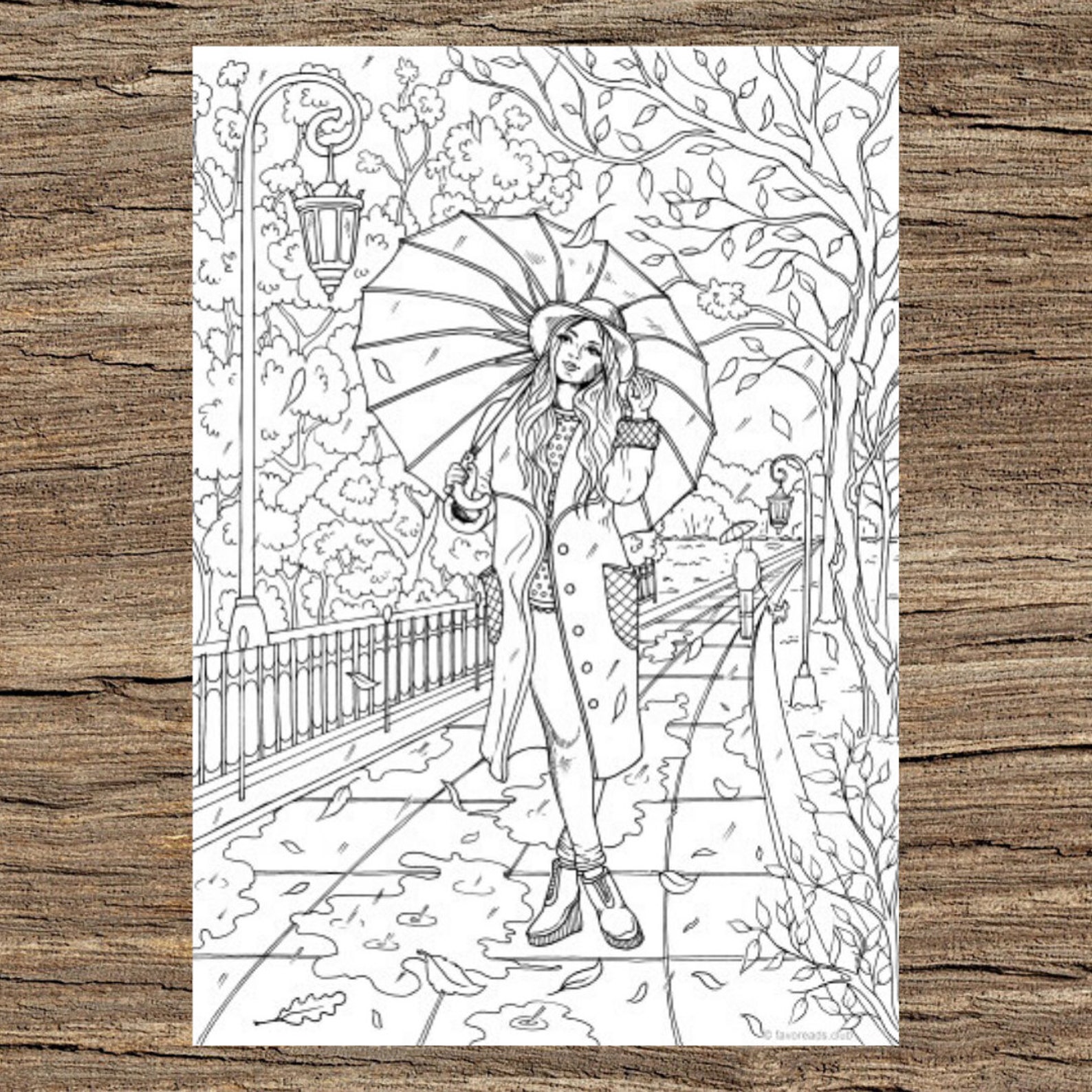 Fall Printable Adult Coloring Page From Favoreads coloring | Etsy